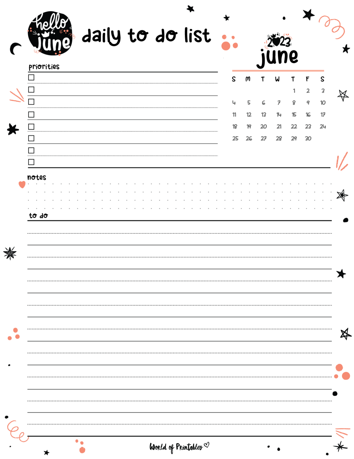 Cute June 2023 Calendar & Planner Set - World of Printables