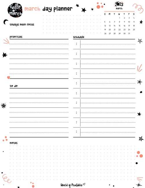 Cute March 2023 Calendar & Planner Set - World of Printables