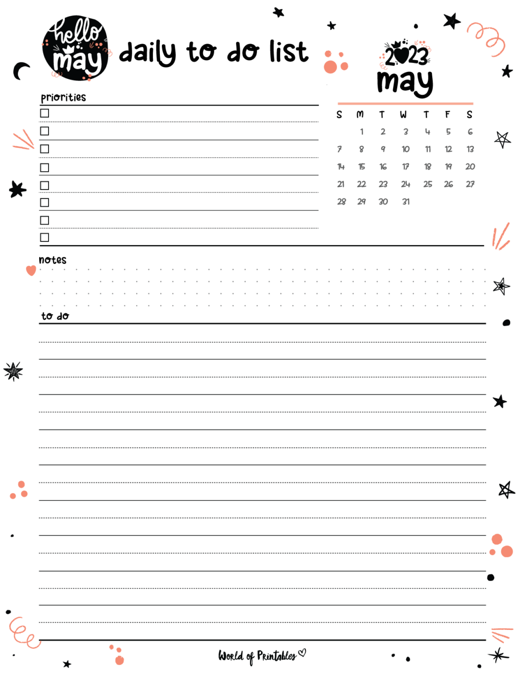 FREE Cute May 2023 Calendar & Planners - World of Printables