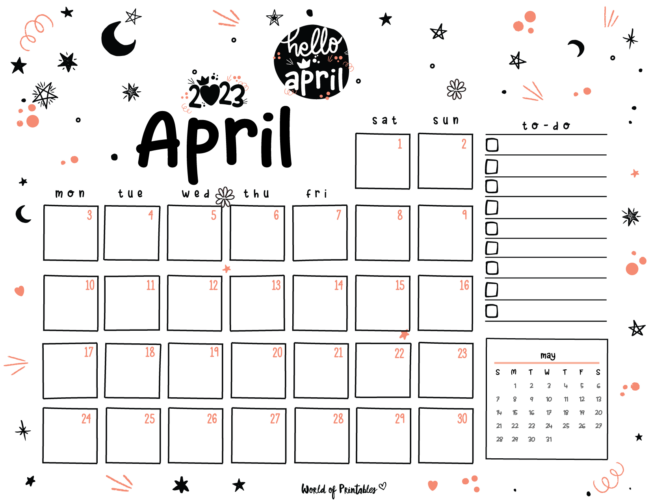 Cute April Calendar & Planner Printable Set - World of Printables