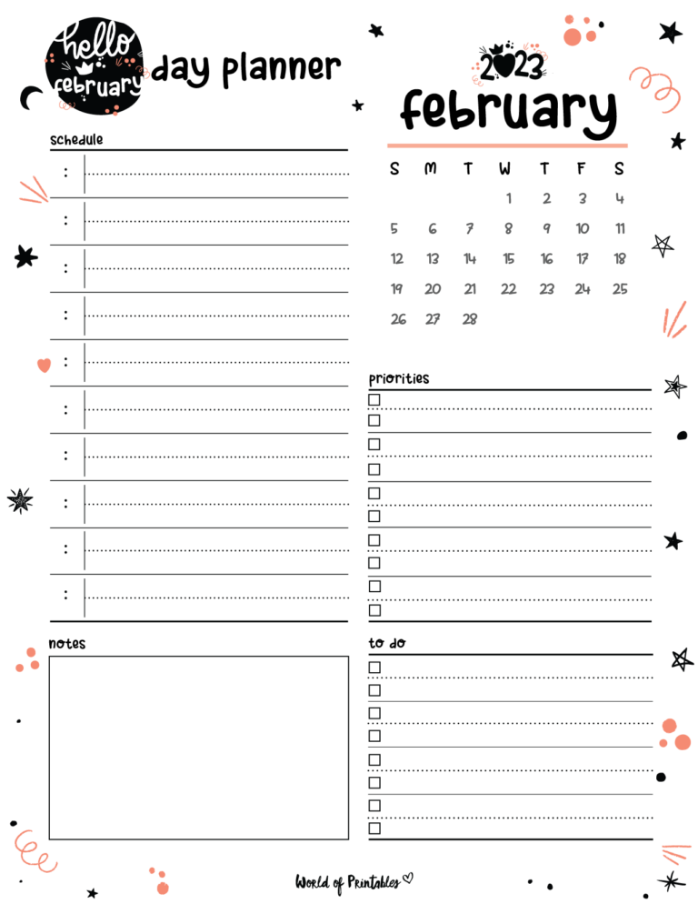 Cute February 2023 Calendar & Planner Set - World of Printables