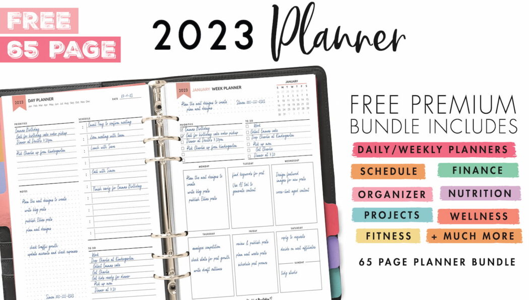 Free 2023 Planner - 65 Page Printable Planner | 4 Color Styles