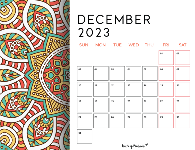December 2023 Calendars | 100+ Styles - World of Printables