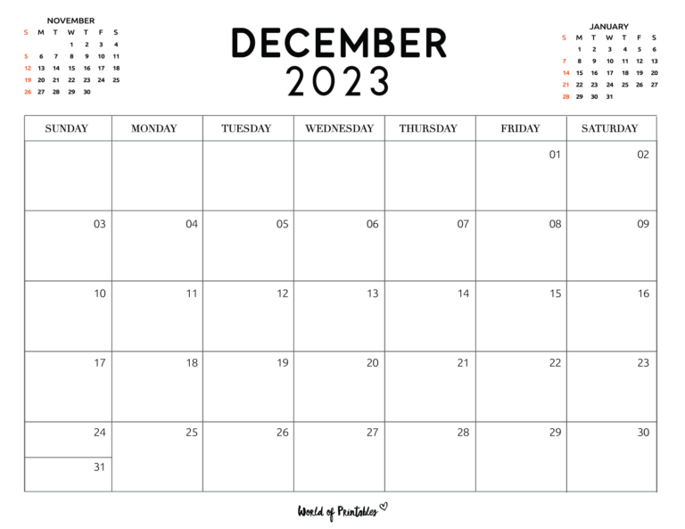 December 2023 Calendars | 100+ Styles - World of Printables