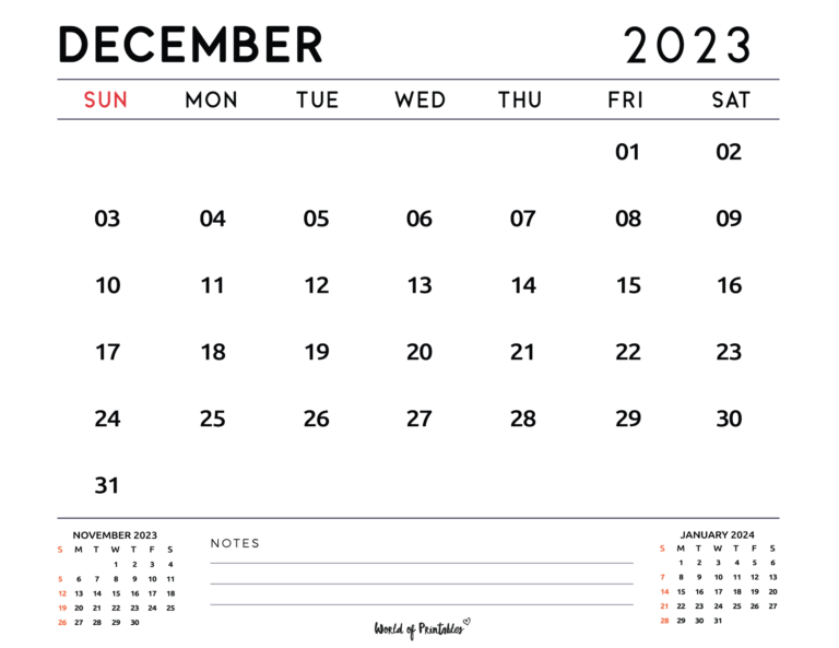 December 2023 Calendars | 100+ Styles - World of Printables