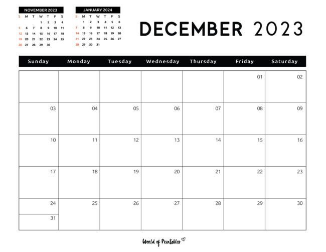 December 2023 Calendars | 100+ Styles - World of Printables
