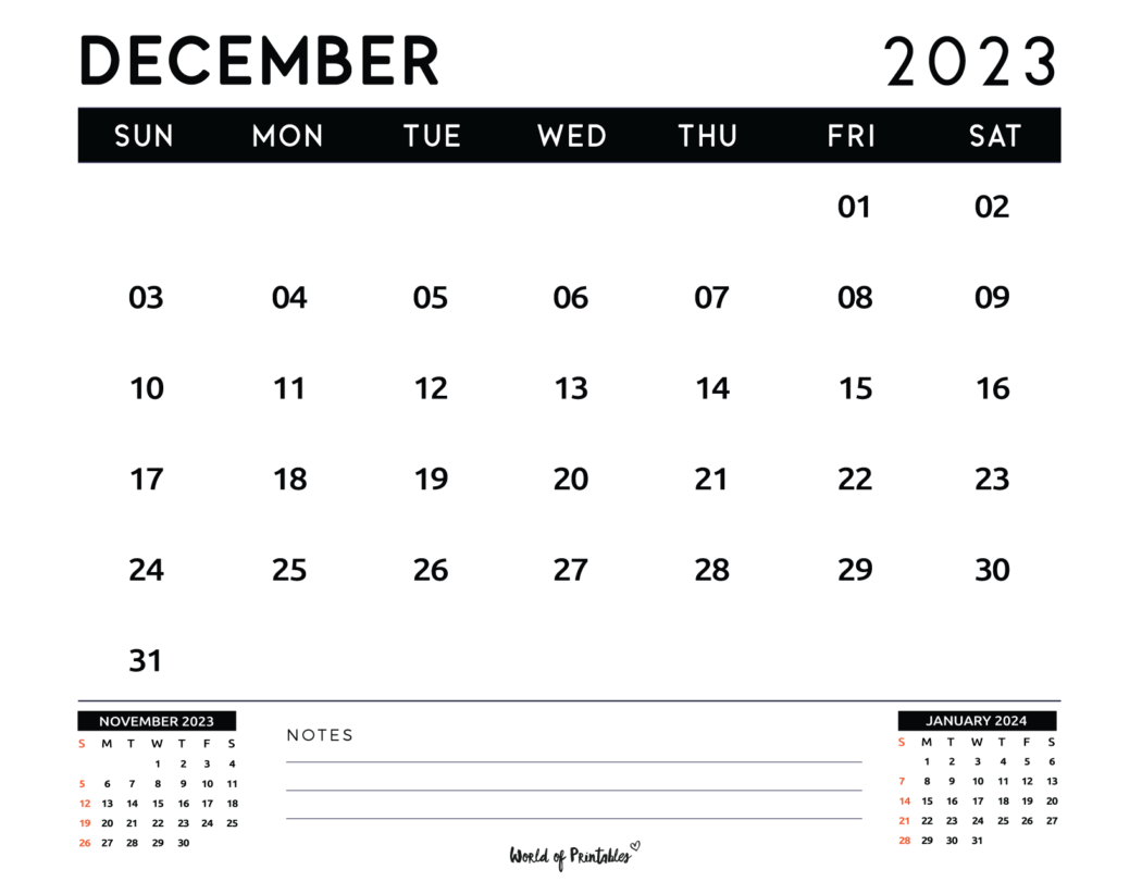 December 2023 Calendars | 100+ Styles - World of Printables