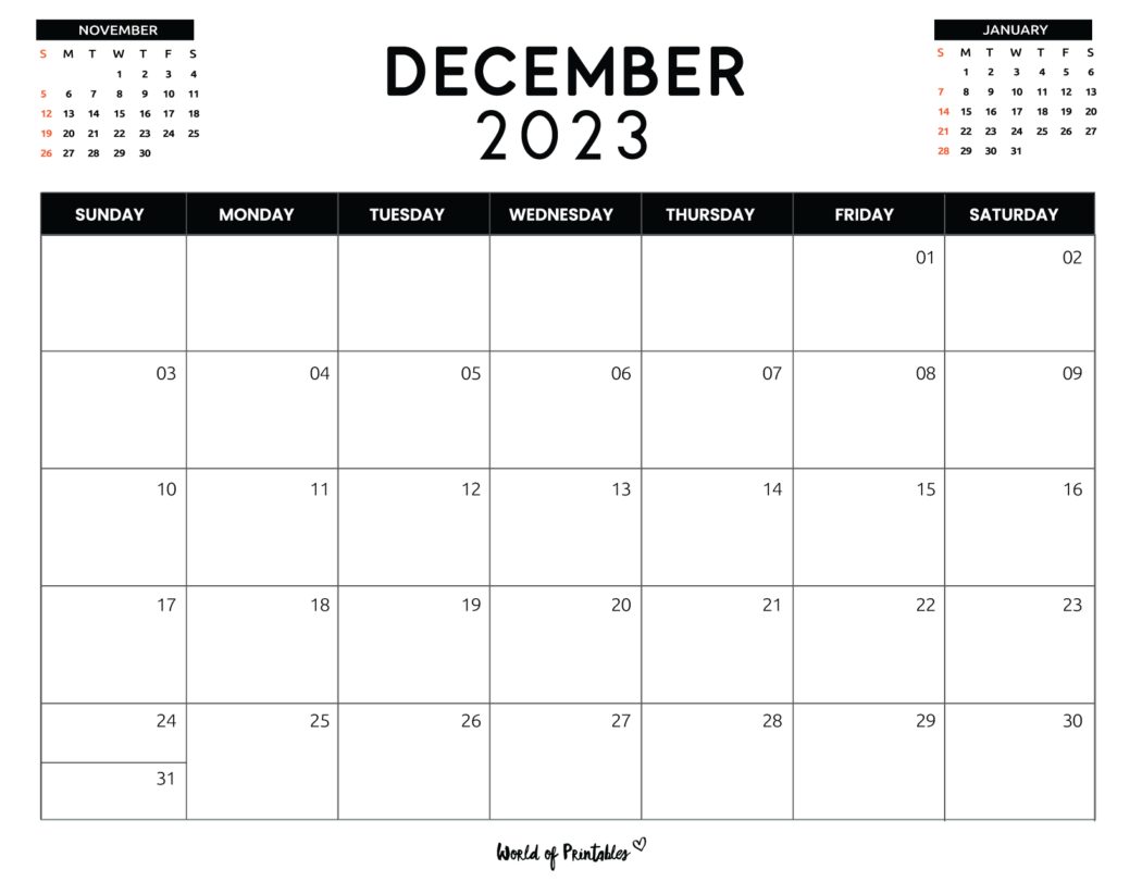 December 2023 Calendars | 100+ Styles - World of Printables
