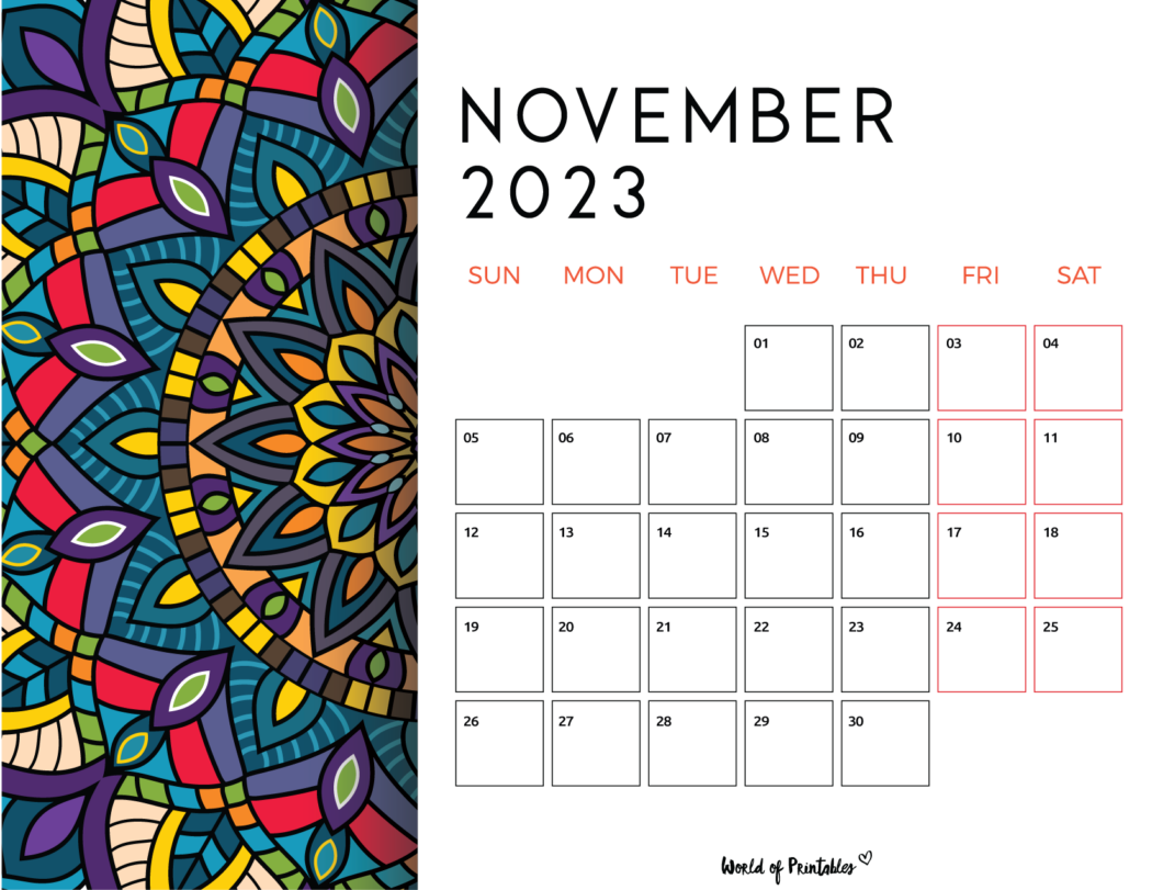 November 2023 Calendars | 100+ Styles - World of Printables