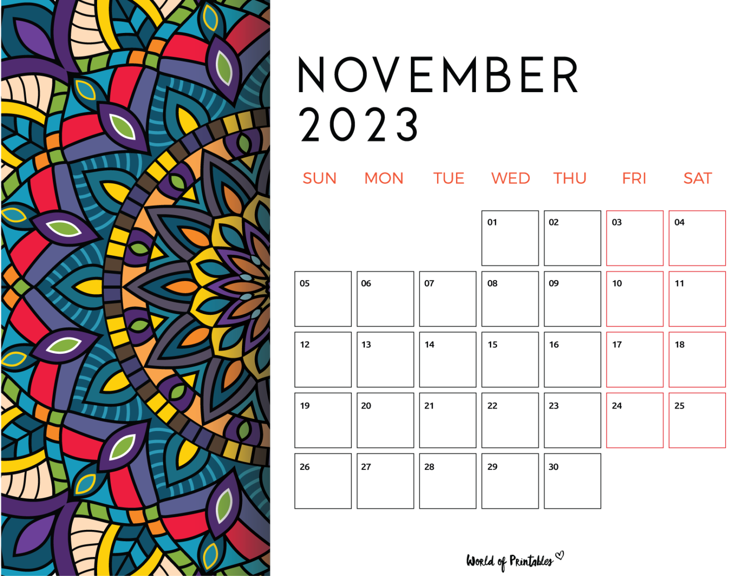 November 2023 Calendars | 100+ Styles - World of Printables