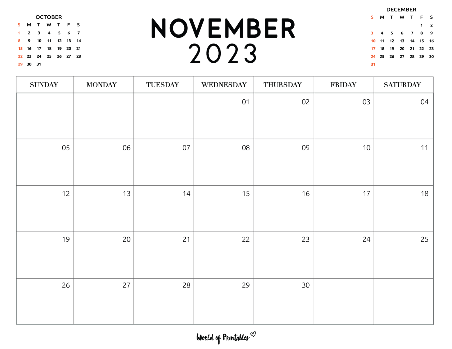 November 2023 Calendars | 100+ Styles - World of Printables