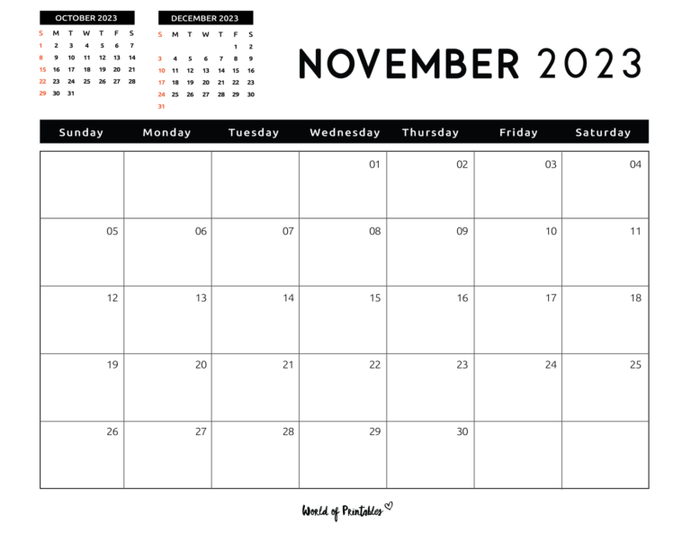 November 2023 Calendars | 100+ Styles - World of Printables