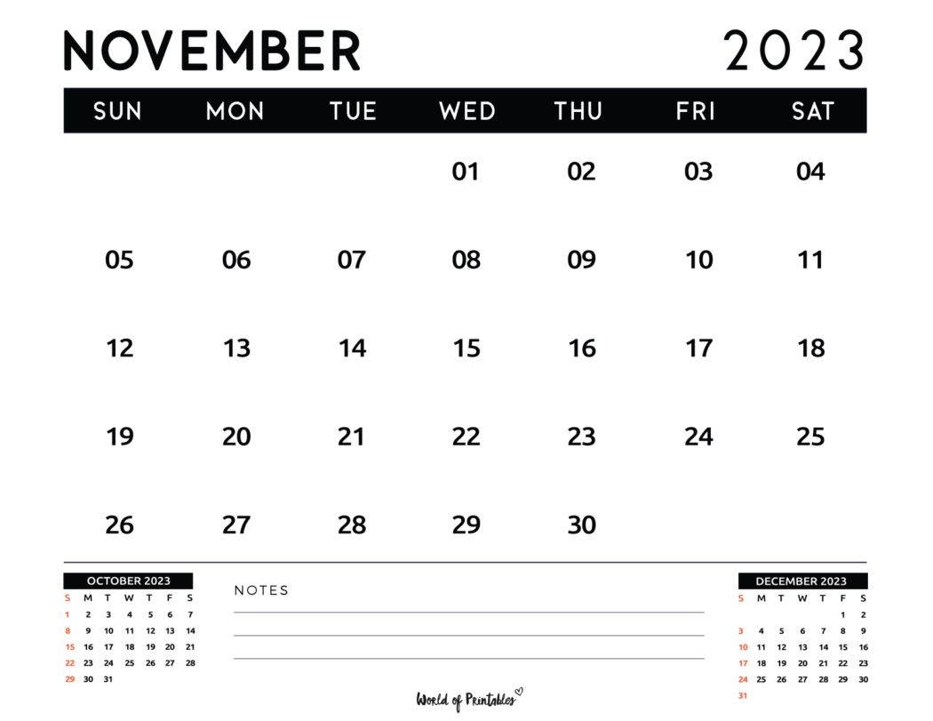 November 2023 Calendars | 100+ Styles - World of Printables