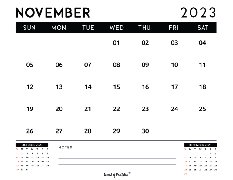November 2023 Calendars | 100+ Styles - World of Printables