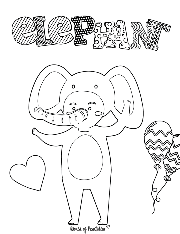 Elephant Coloring Pages - World of Printables