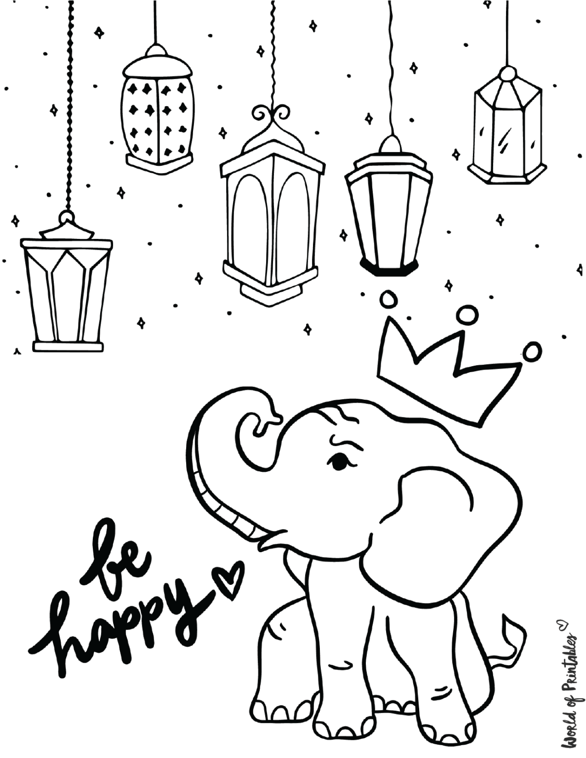 Elephant Coloring Pages - World of Printables
