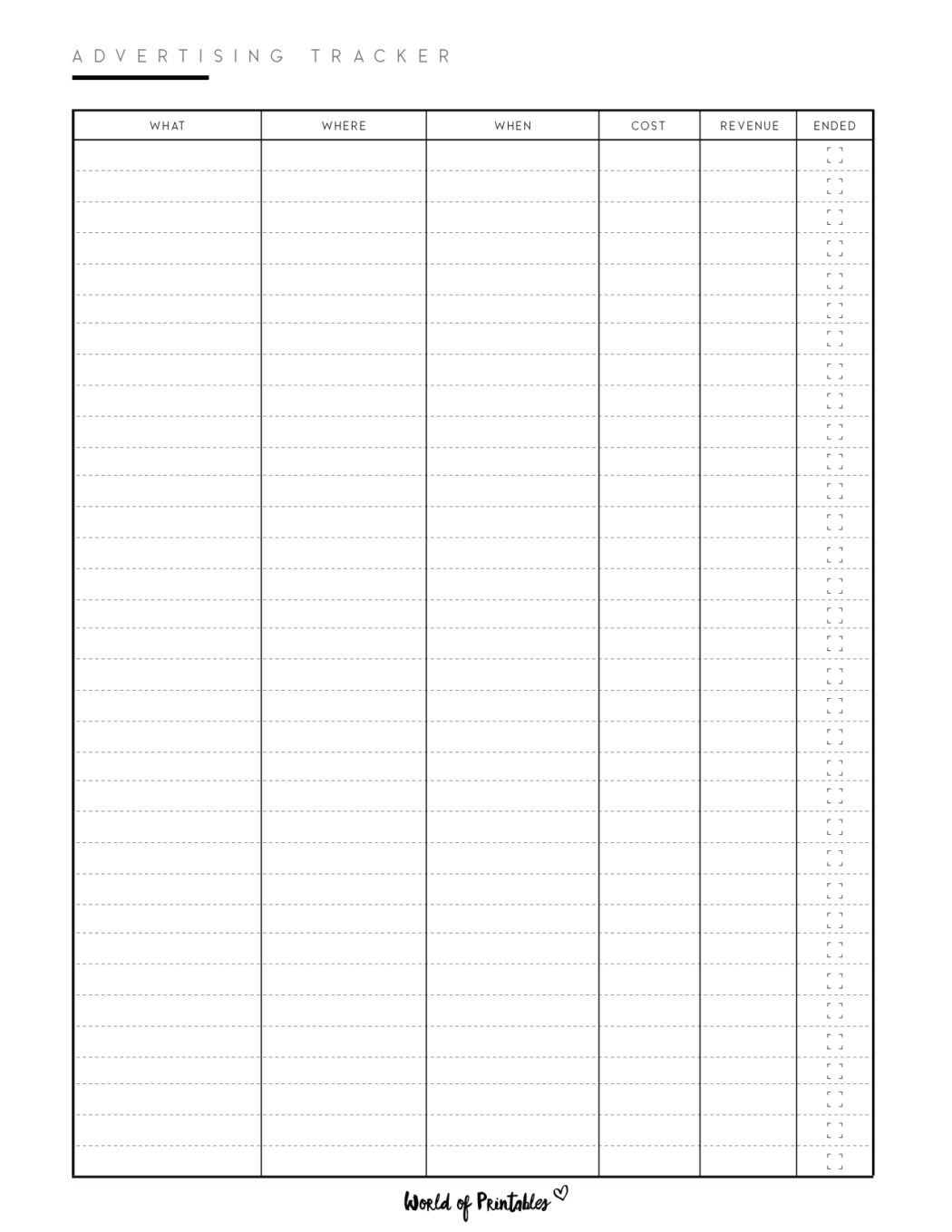 Advertising Tracker Templates For Your Small Business - World of Printables