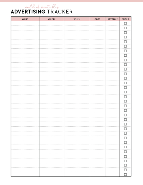 Advertising Tracker Templates For Your Small Business - World of Printables