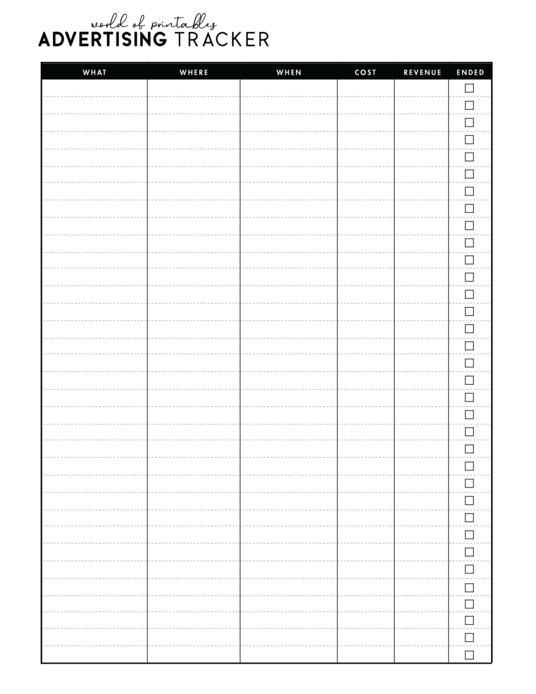 Advertising Tracker Templates For Your Small Business - World of Printables