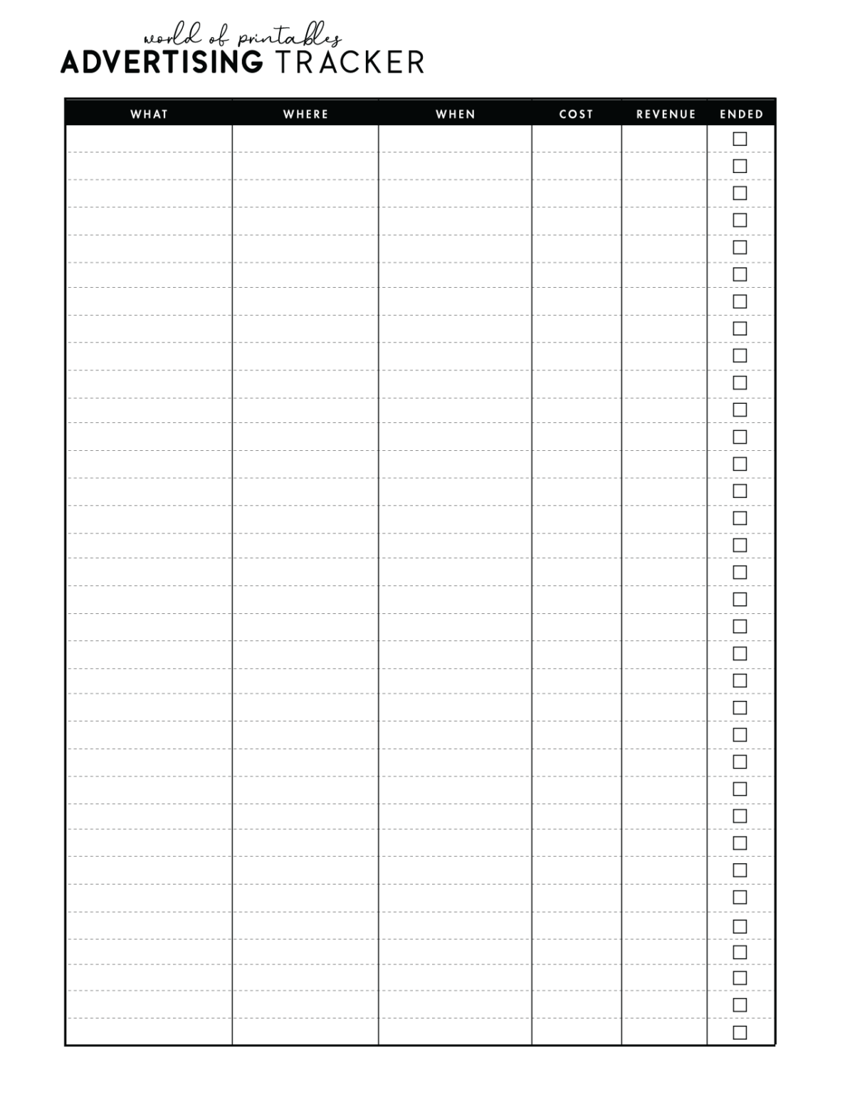 Advertising Tracker Templates For Your Small Business - World of Printables
