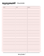 Assessment Trackers - World of Printables