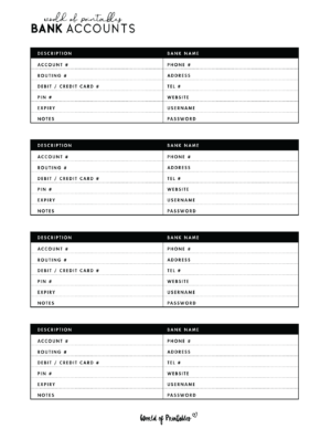Bank Information Templates - World of Printables
