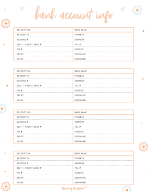 Bank Information Templates - World of Printables