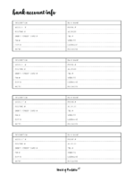 Bank Information Templates - World of Printables