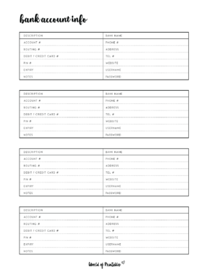 Bank Information Templates - World of Printables