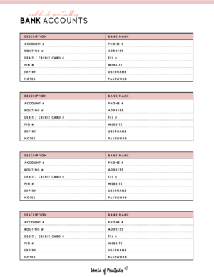 Bank Information Templates - World of Printables