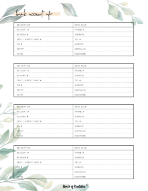 Bank Information Templates - World of Printables
