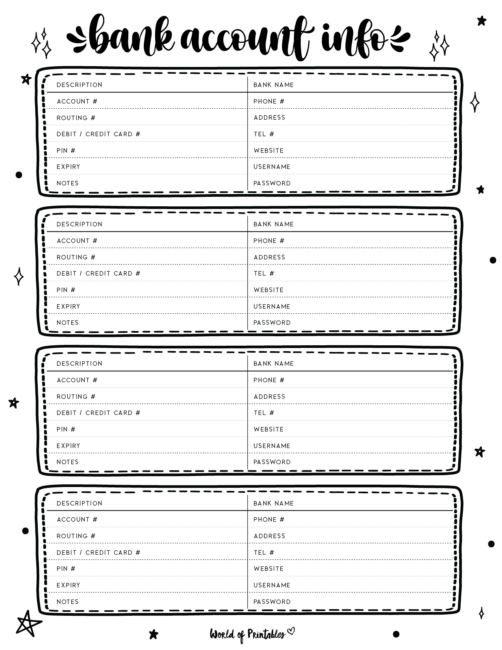 Bank Information Templates - World of Printables