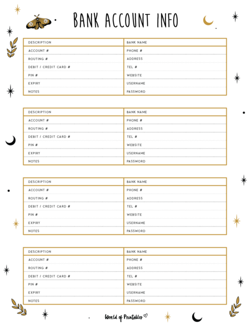 Bank Information Templates - World of Printables