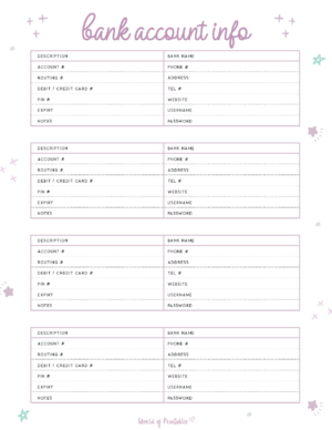 Bank Information Templates - World of Printables