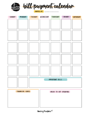 Free Bill Calendar | 20 Stylish Designs PDF - World of Printables