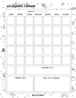Free Bill Calendar | 20 Stylish Designs PDF - World of Printables