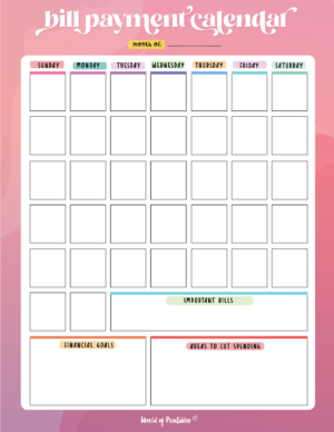 Free Bill Calendar | 20 Stylish Designs PDF - World of Printables