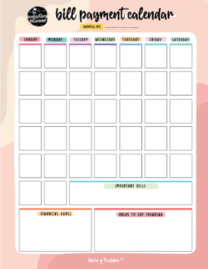 Free Bill Calendar | 20 Stylish Designs PDF - World of Printables