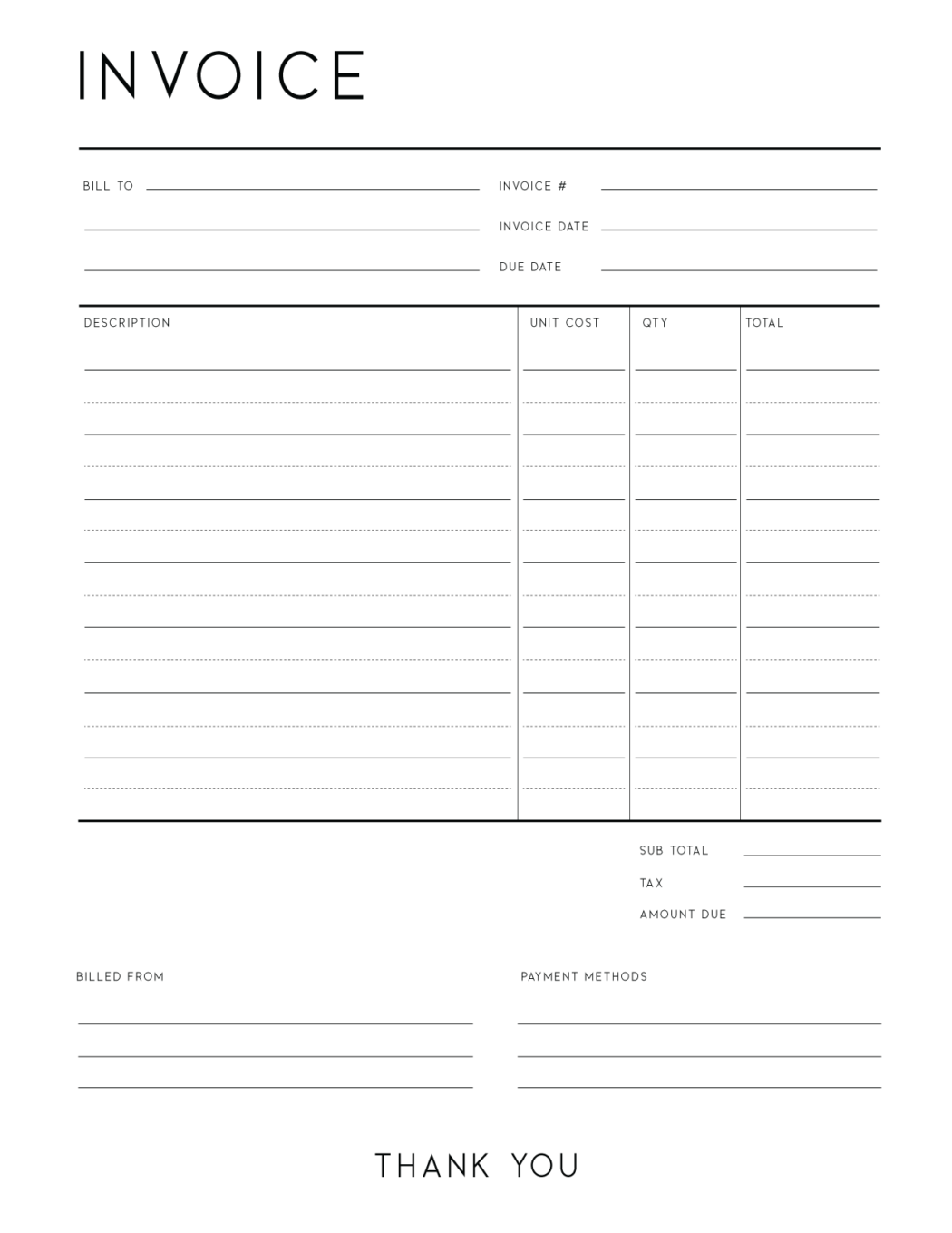 Free Invoice Templates PDF - World of Printables
