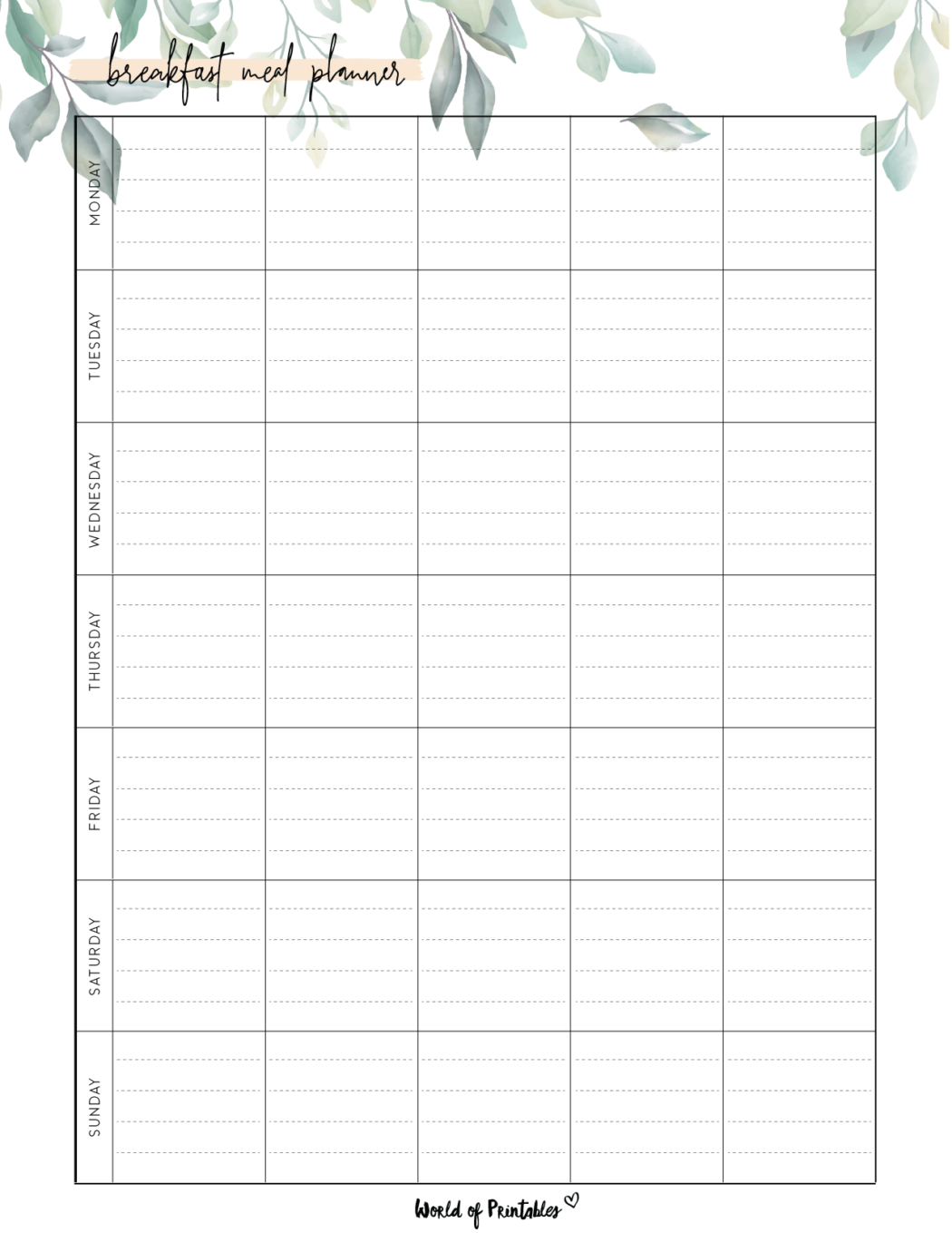 Breakfast Meal Planners - World of Printables