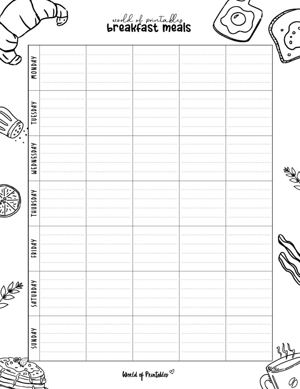 Breakfast Meal Planners - World of Printables
