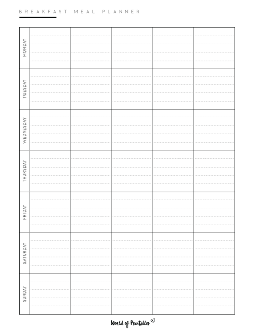 Breakfast Meal Planners - World of Printables