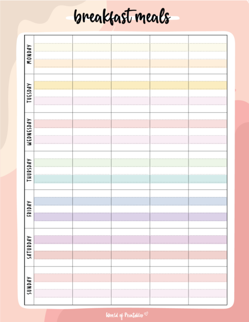 Breakfast Meal Planners - World of Printables