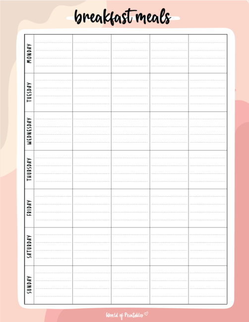 Breakfast Meal Planners - World of Printables