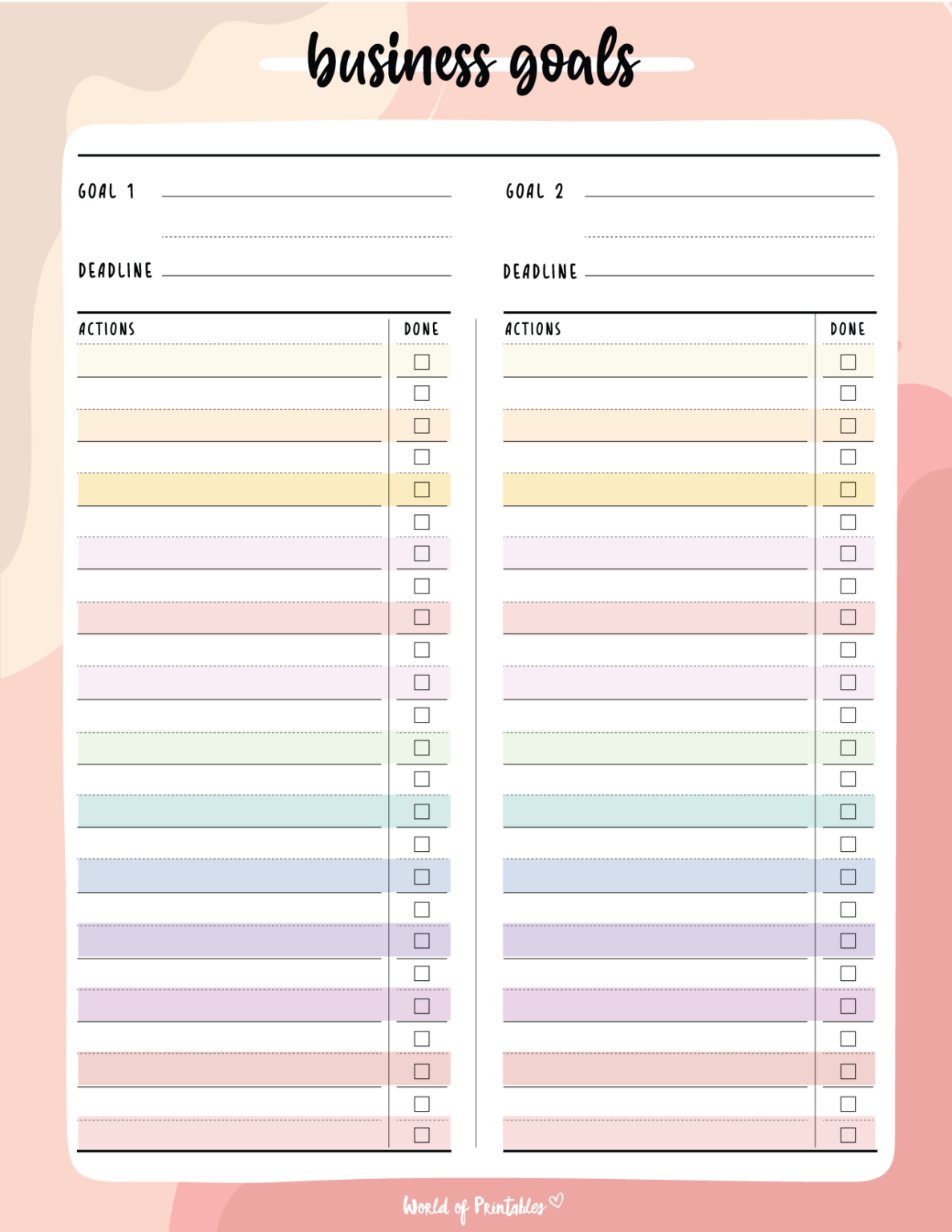 Business Goal Setting Worksheet PDF - World of Printables