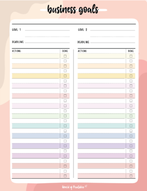 Business Goal Setting Worksheet PDF - World of Printables