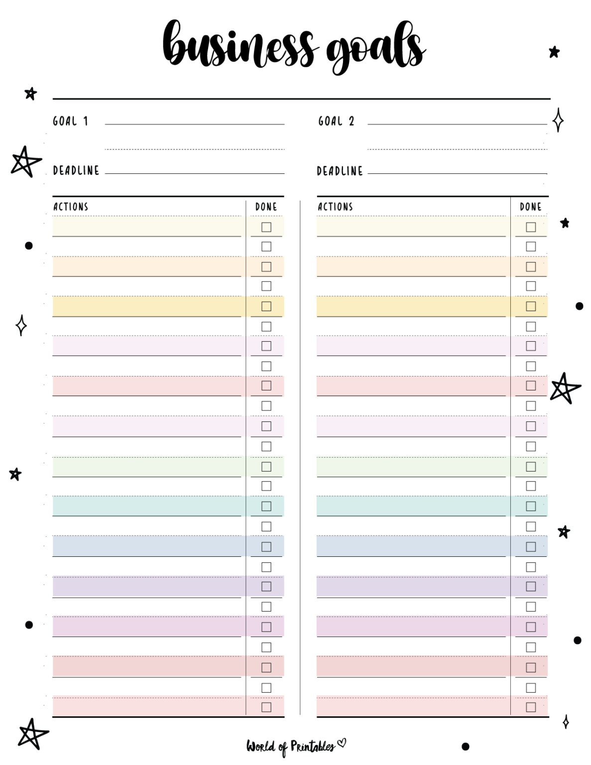 Business Goal Setting Worksheet PDF - World of Printables