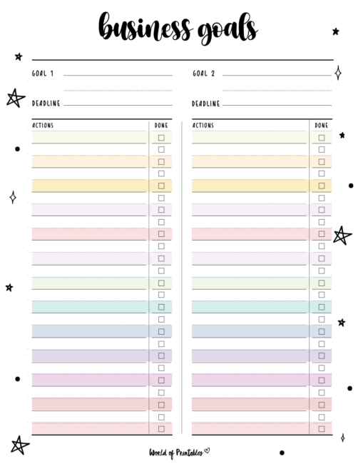 Business Goal Setting Worksheet PDF - World of Printables