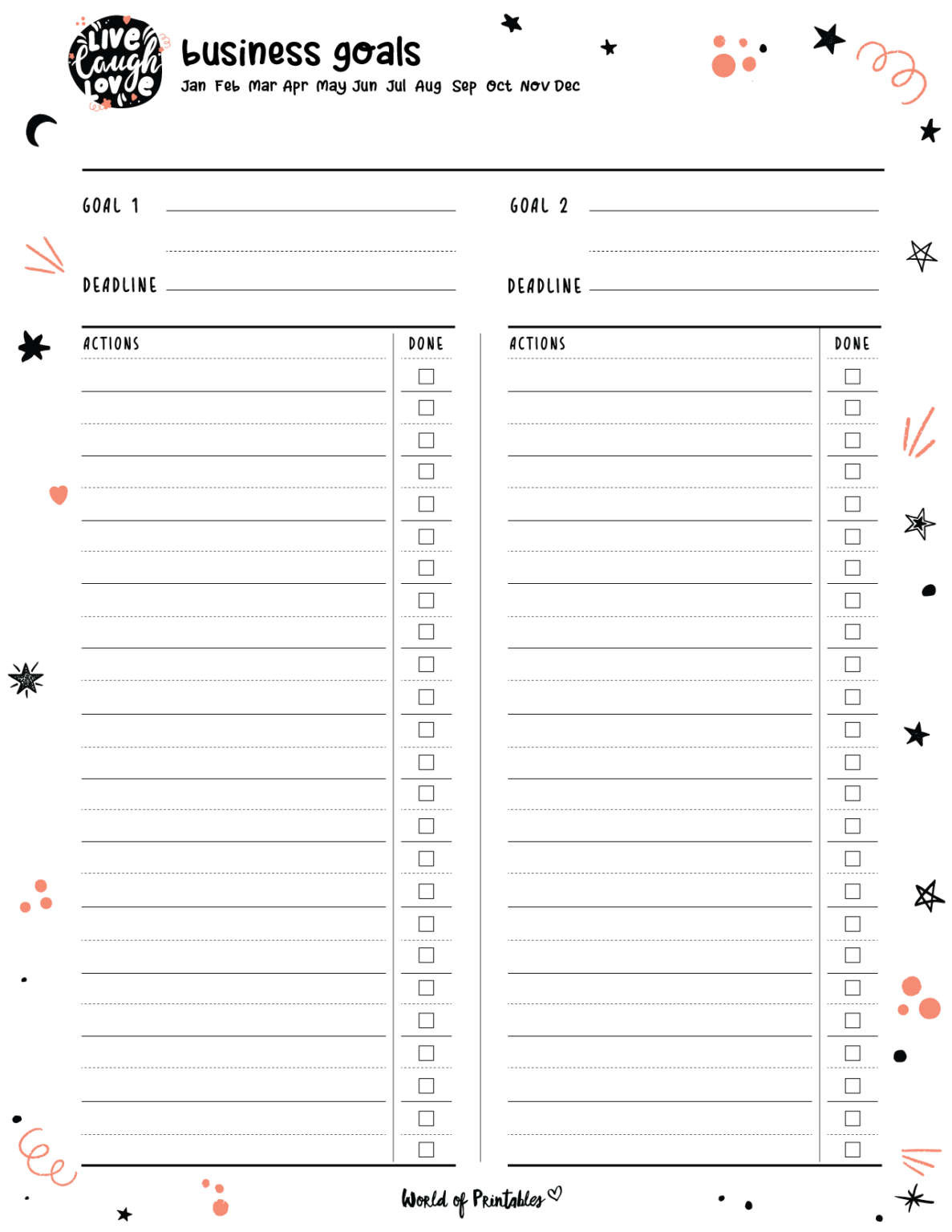 Business Goal Setting Worksheet PDF - World of Printables