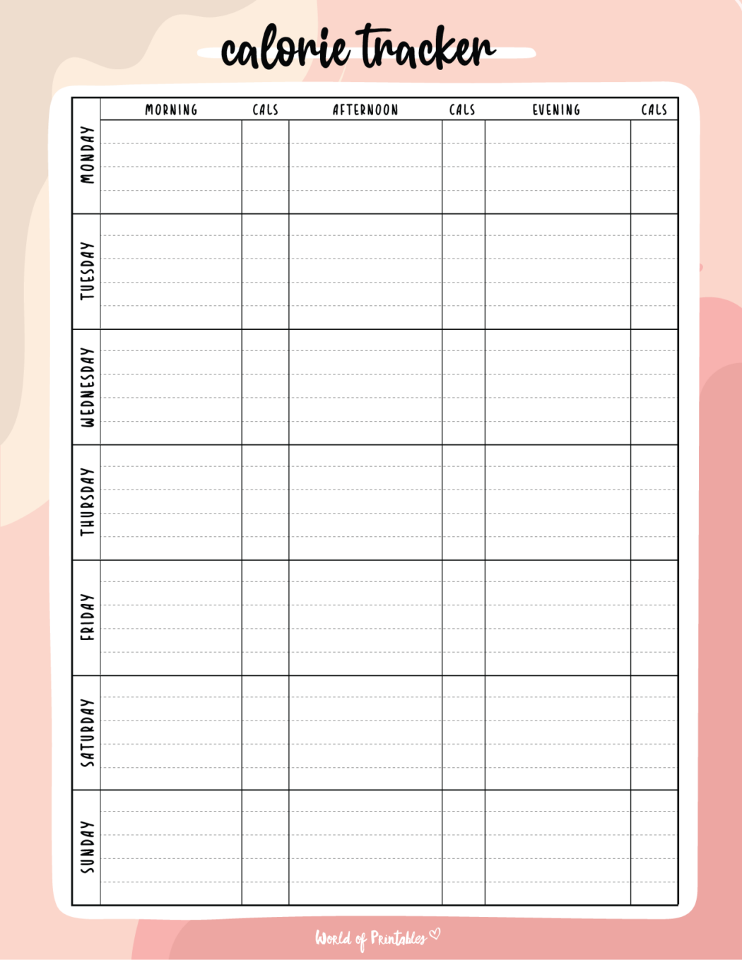 Free Printable Calorie Tracker - World of Printables